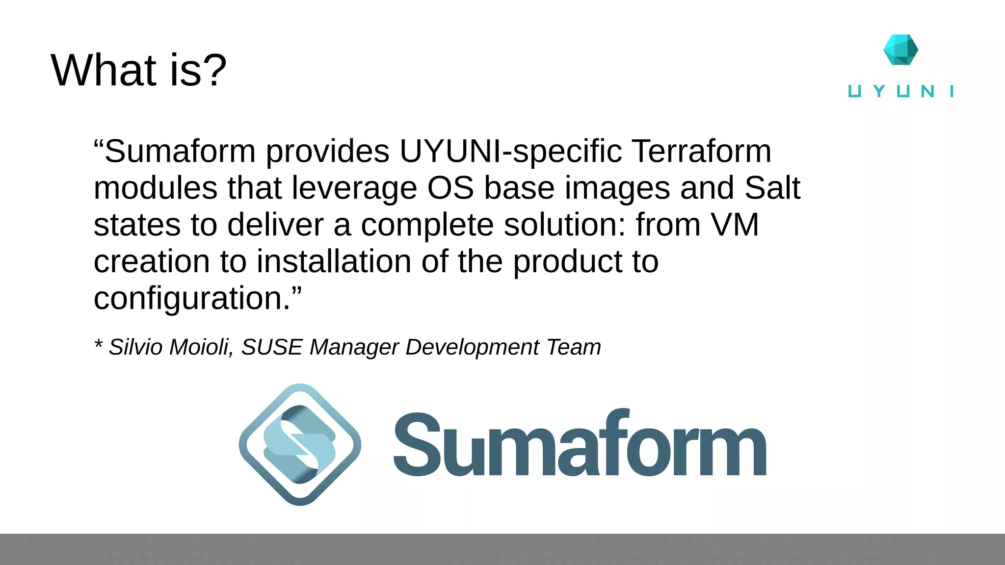 Deploying Uyuni with Sumaform | PPT