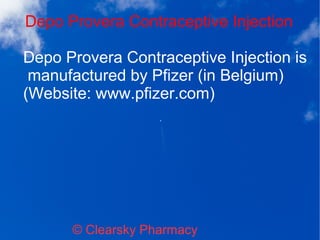 Depo Provera Contraceptive Injection | ODP