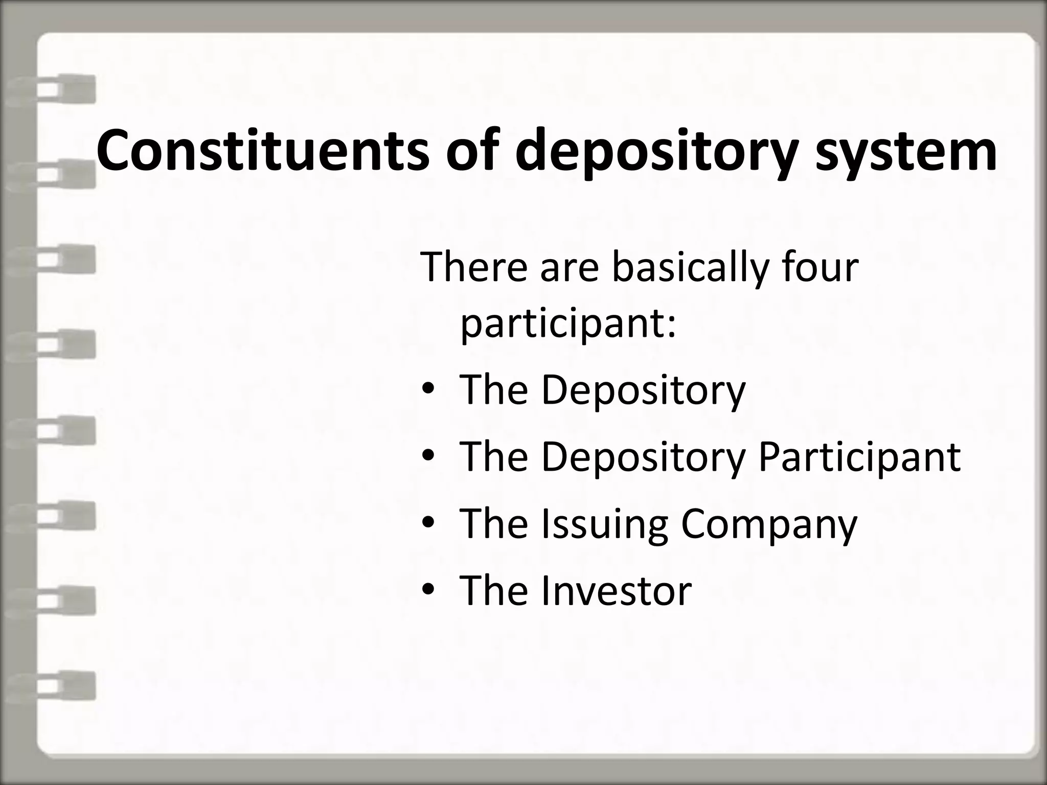Depoitory system IN INDIA | PPTX
