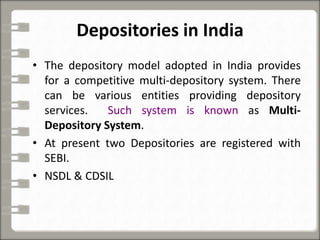 Depoitory system IN INDIA | PPTX