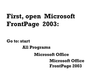basic tutorial for frontpage 2003 | PPTX