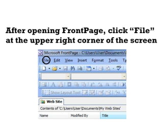 basic tutorial for frontpage 2003 | PPTX