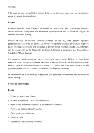 Deporte del día Chess Boxing Ajedrez Boxeo | PDF