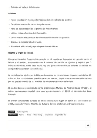 Deporte del día Chess Boxing Ajedrez Boxeo | PDF