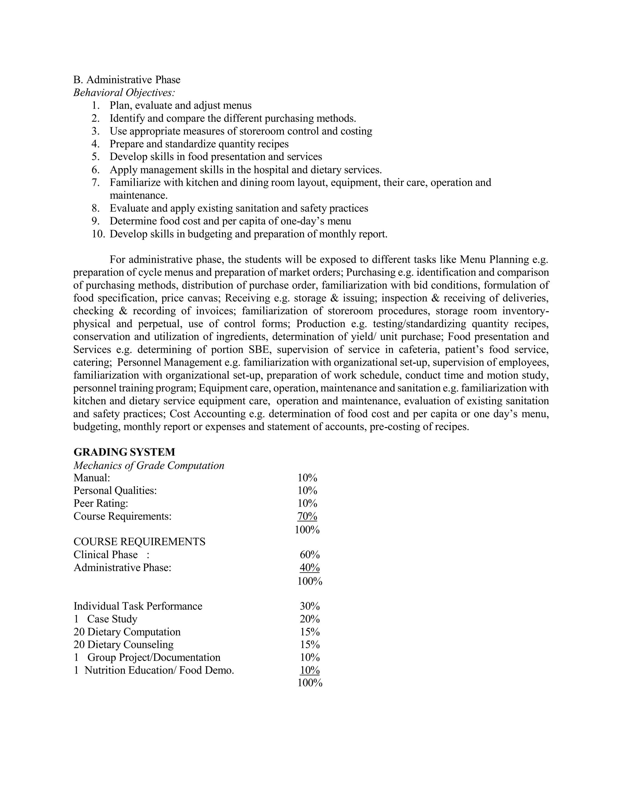 Hospital Nutrition and Dietetics Practicum | DOCX | Educational ...
