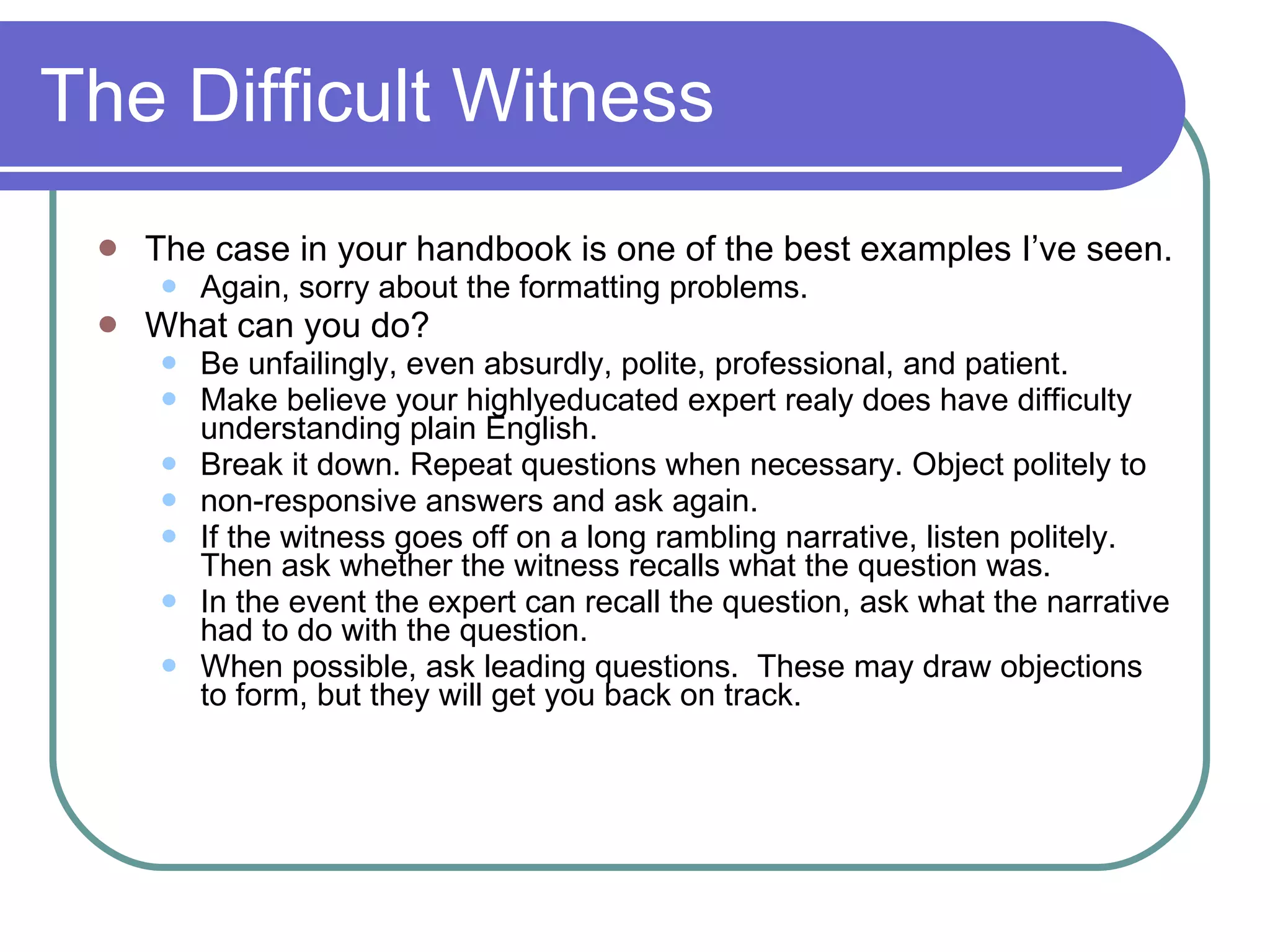 Deposing The Opposing Expert Witness | PPT