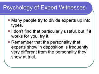 Deposing The Opposing Expert Witness | PPT