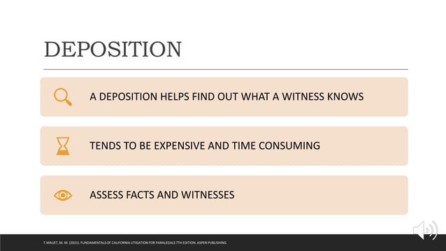 Deposition outline and admonition questions | PPTX | Law