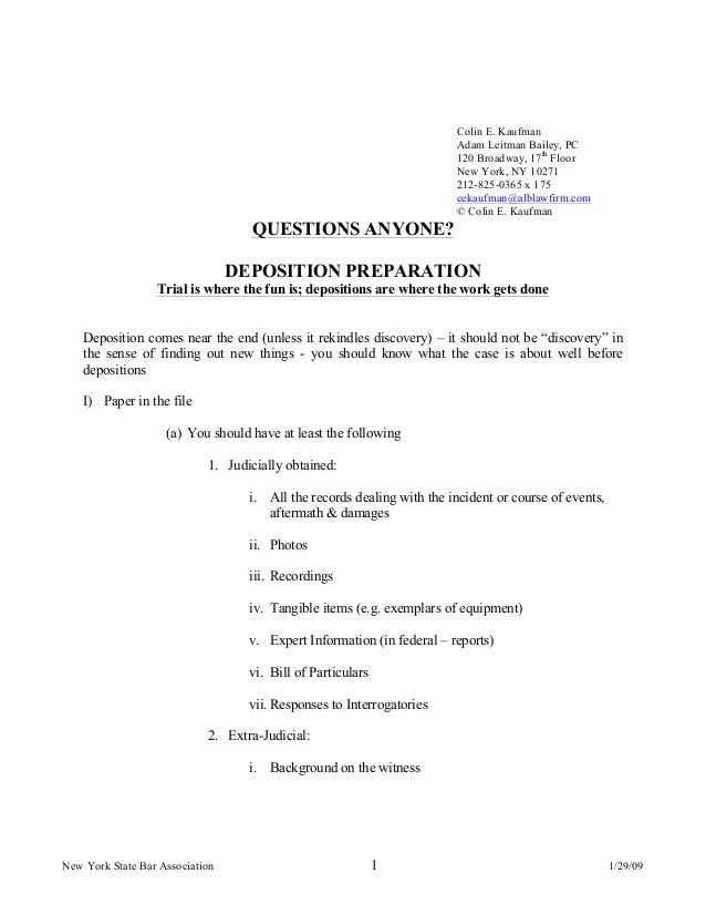 Deposition preparation