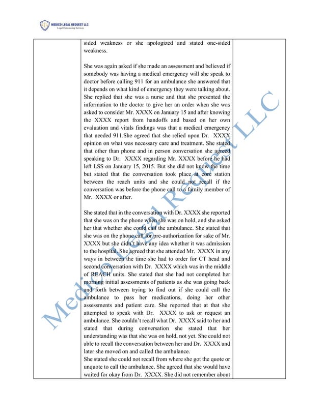 Deposition Summary Sample - Litigation Support Services | PDF