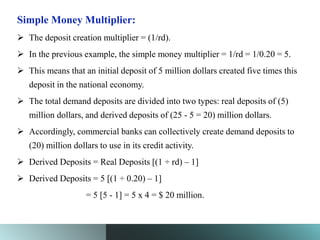 Deposit Money Creation of commercial banks and its Determinants | PPTX