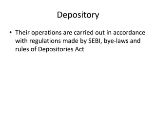 Depositories ppt | PPTX | Business Banking & Finance | Business