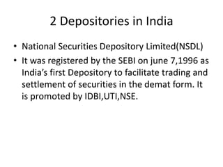Depositories ppt | PPTX | Business Banking & Finance | Business