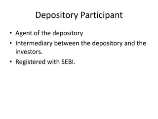 Depositories ppt | PPTX | Business Banking & Finance | Business