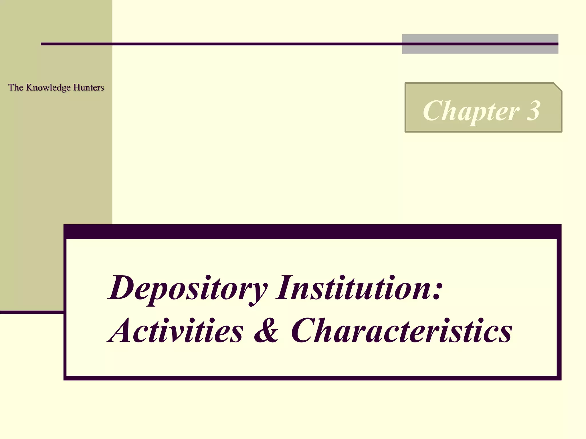 Depository institution activities & characteristics | PPTX