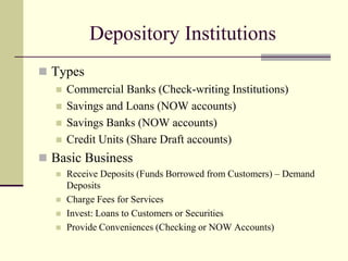 Depository institution activities & characteristics | PPTX
