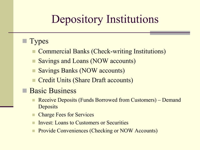 Depository institution activities & characteristics | PPTX | Business ...