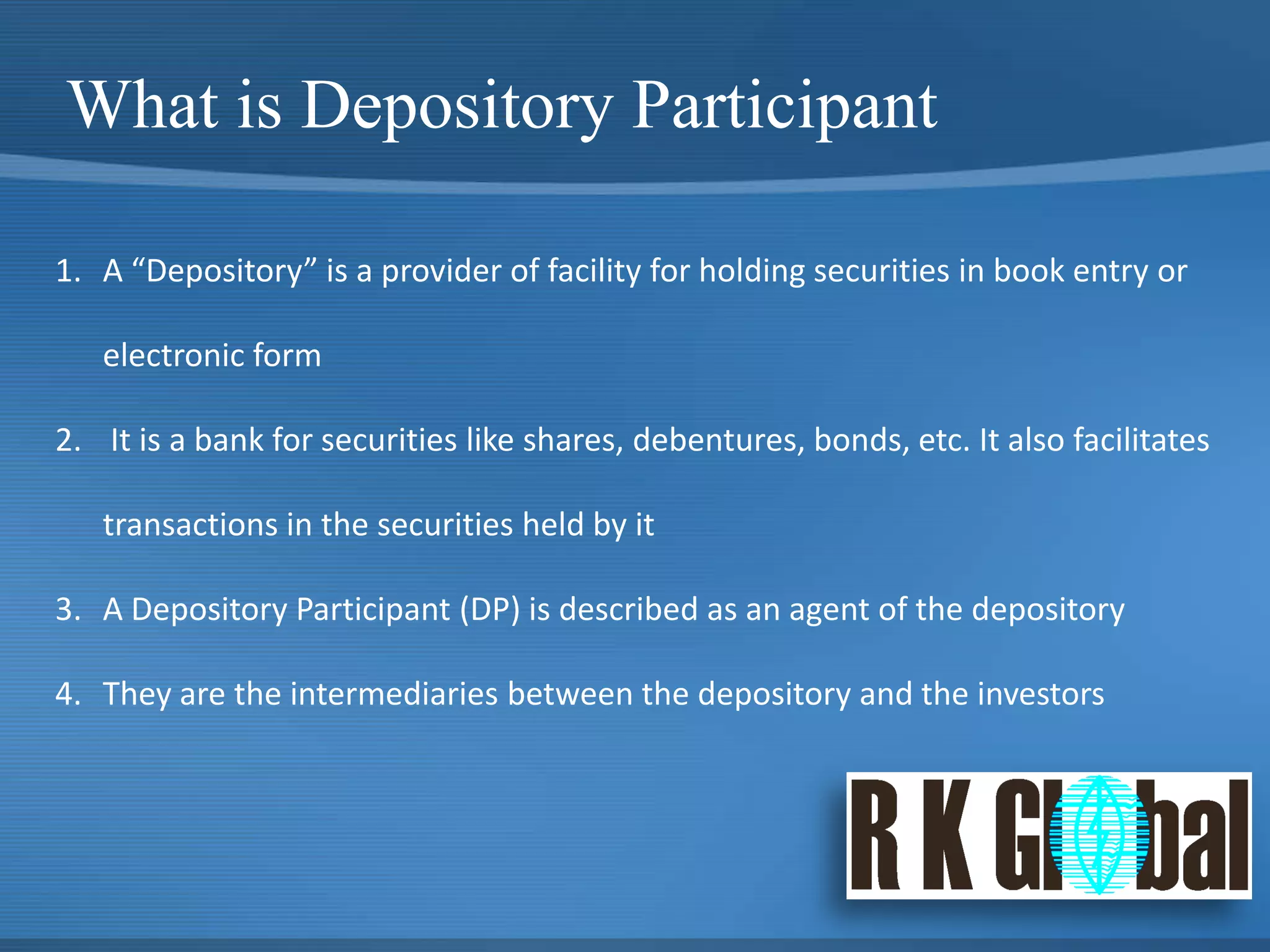 Depository participant | PPTX | Business Banking & Finance | Business