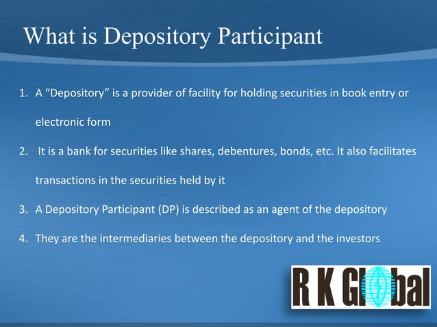 Depository participant | PPTX | Business Banking & Finance | Business