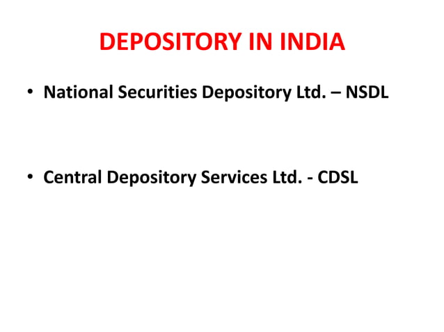 Depository participant | PPTX | Business Banking & Finance | Business