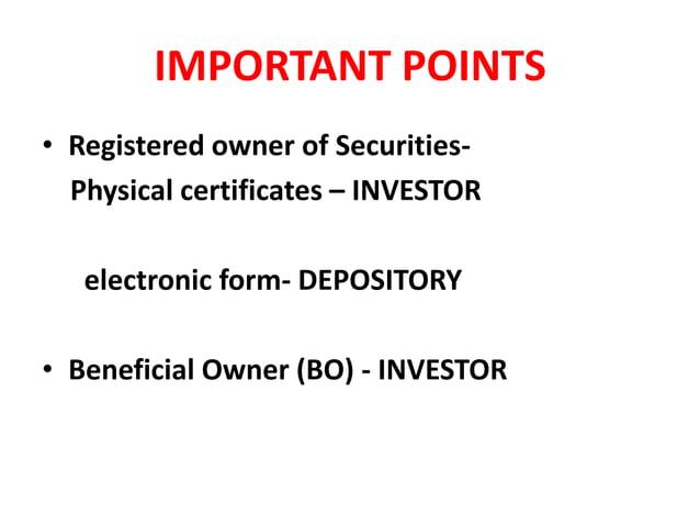 Depository participant | PPTX | Business Banking & Finance | Business