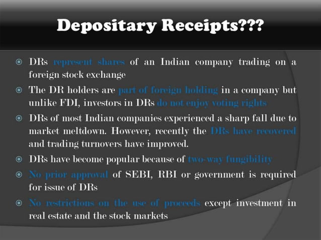Depository receipts- ADR and GDR covered in this ppt | PPTX | Stocks ...
