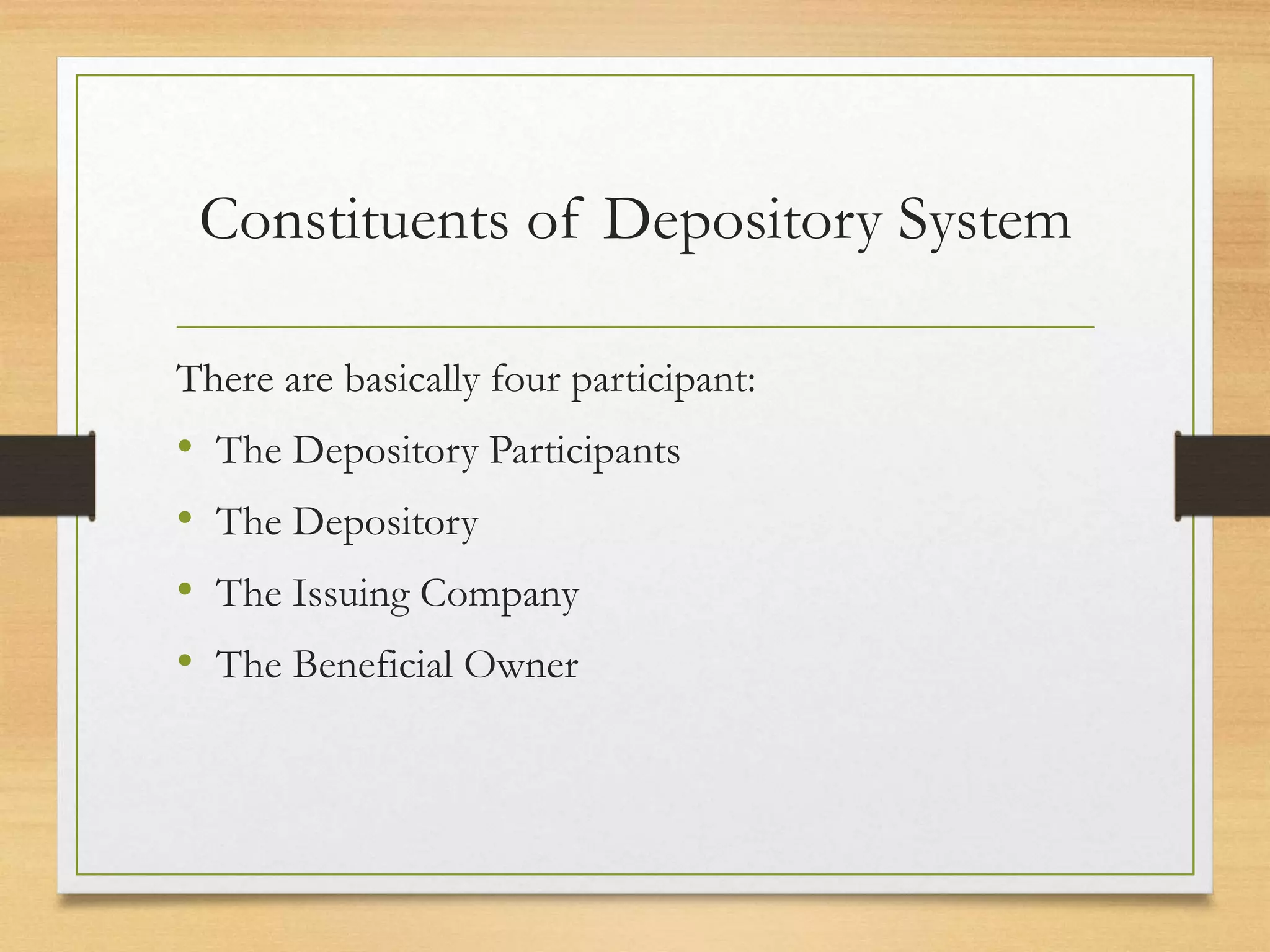 Depository system | PPT