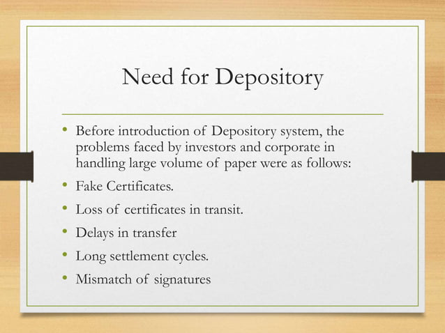 Depository system | PPT