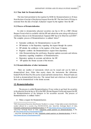 Depository system and its role in stock market | PDF