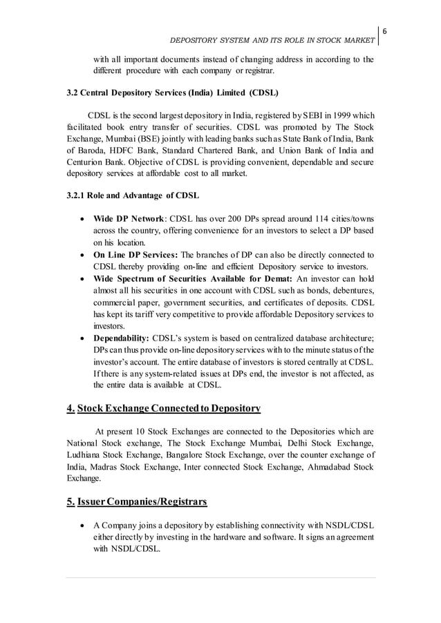 Depository system and its role in stock market | PDF