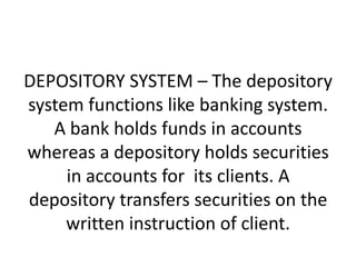 Depository system in india | PPTX