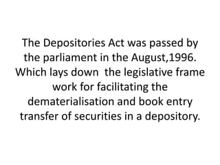 Depository system in india | PPTX