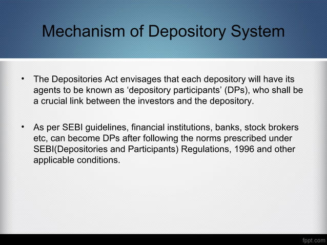 Depository systems | PPT