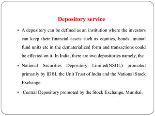 Depositotyservices | PPTX | Stocks and Bonds | Personal Investing