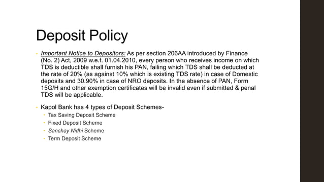 Deposit policy kapol cooperative | PPT