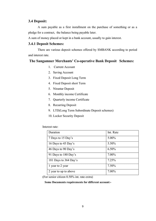 Deposit scheme project report | PDF