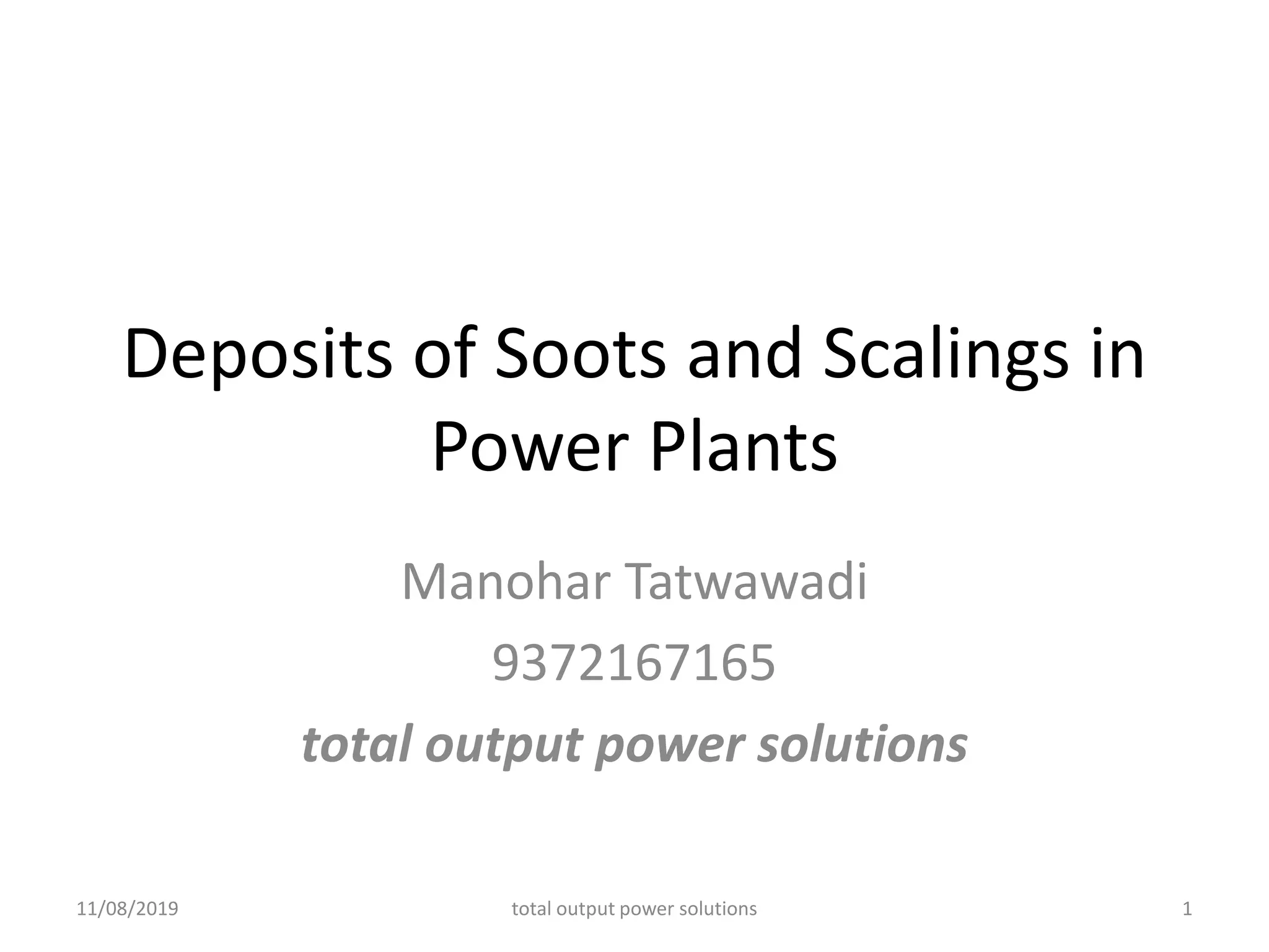 Deposits of soots and scalings in power plants | PDF