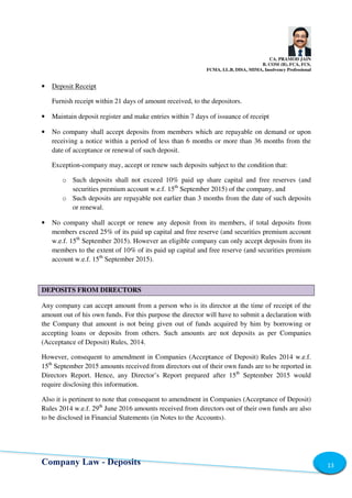 Deposits under companies act 2013 version 4.0 | PDF