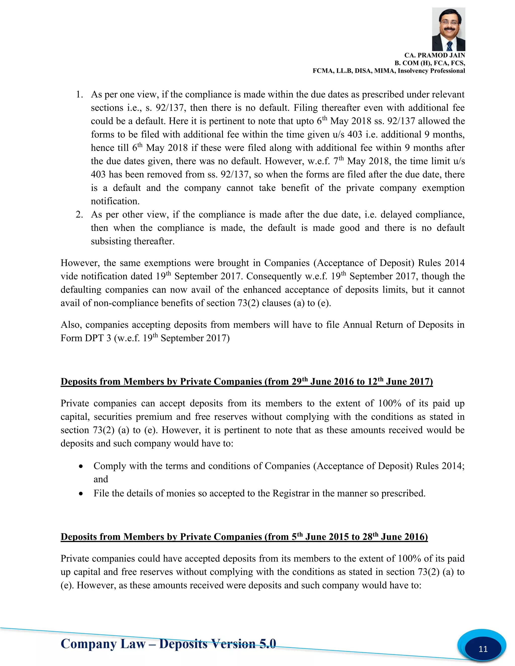 Deposits under companies act 2013 version 5.0 | PDF