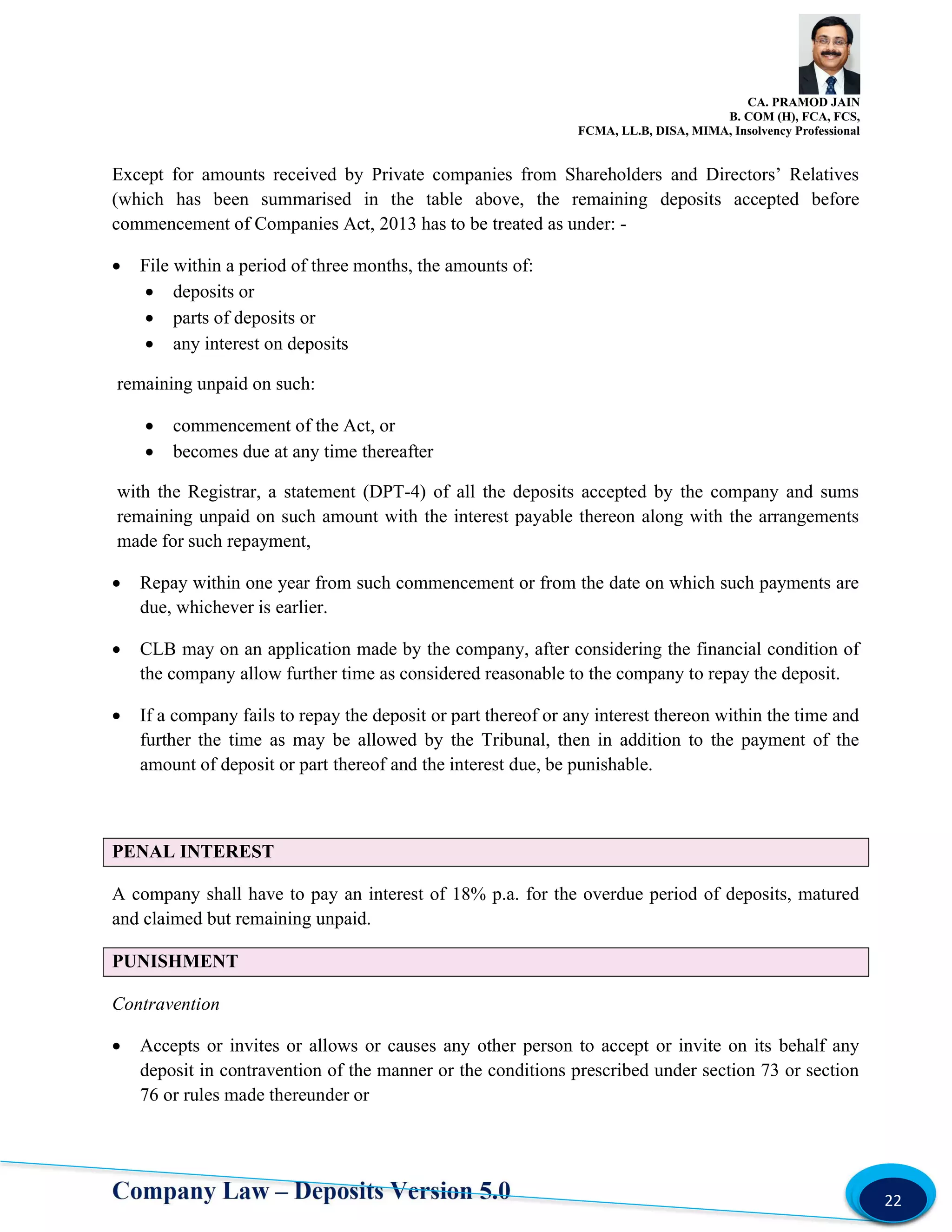 Deposits under companies act 2013 version 5.0 | PDF