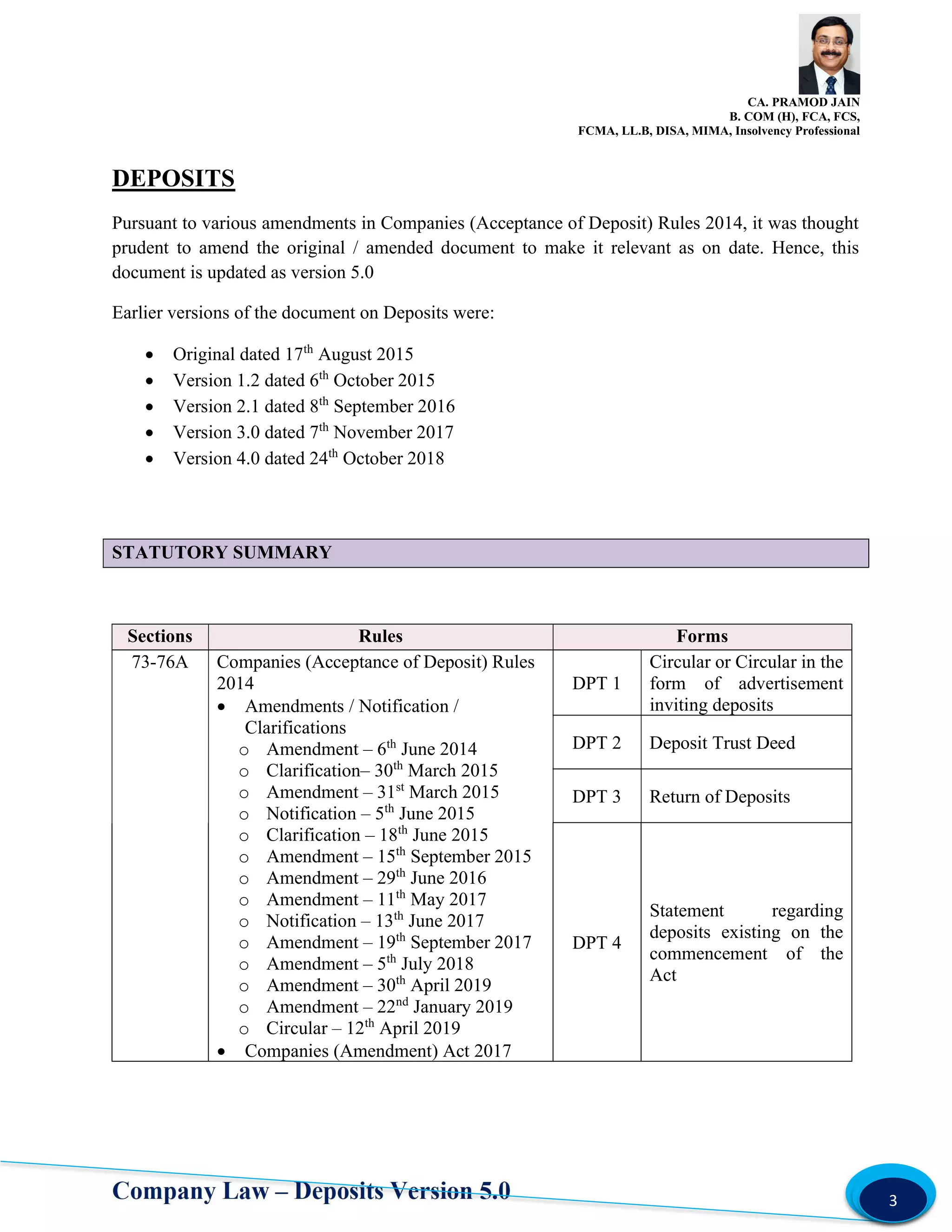 Deposits under companies act 2013 version 5.0 | PDF