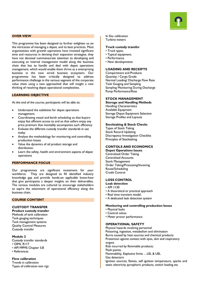 Depot operations management, lagos | PDF