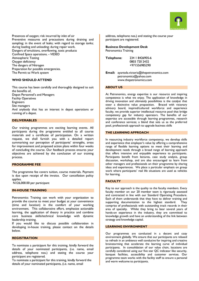 Depot operations management, lagos | PDF