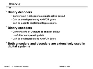 encoder and decoder in digital electronics | PPT