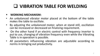 PPT ON VIBRATION TABLE FOR WELDING | PPTX