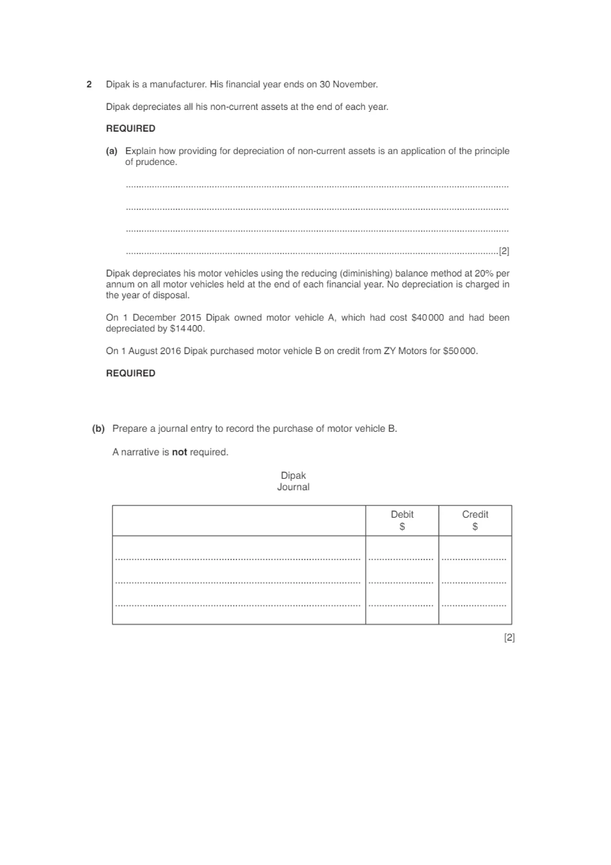 Depreciation Igcse Accounting Practice Questions Pdf Business
