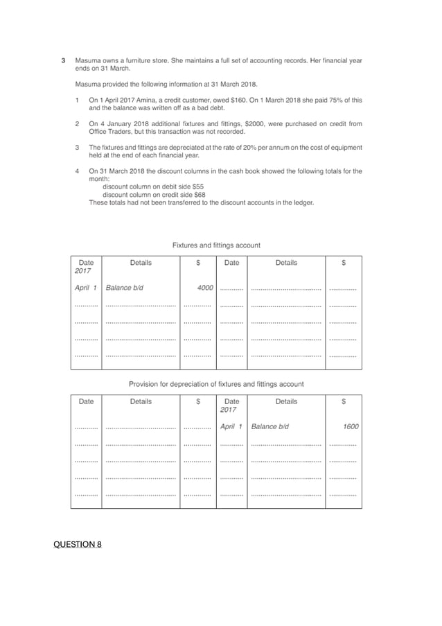 Depreciation Igcse Accounting Practice Questions Pdf Business