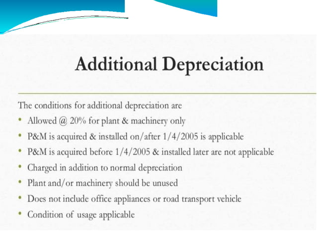 Depreciation allowance as per Indian Income Tax Act PPT.pptx | Business ...