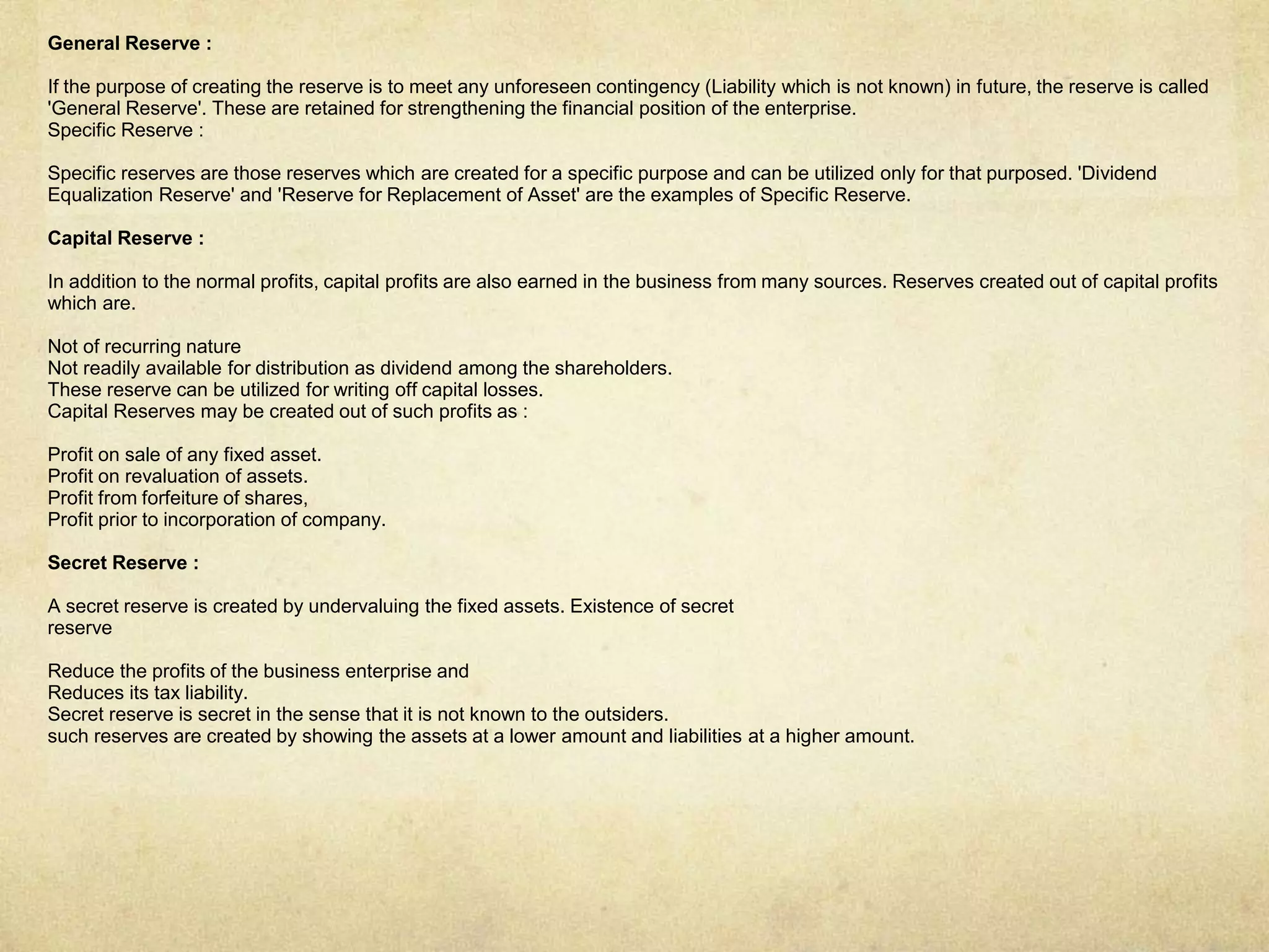 Depreciation, provisions and reserves | PPTX