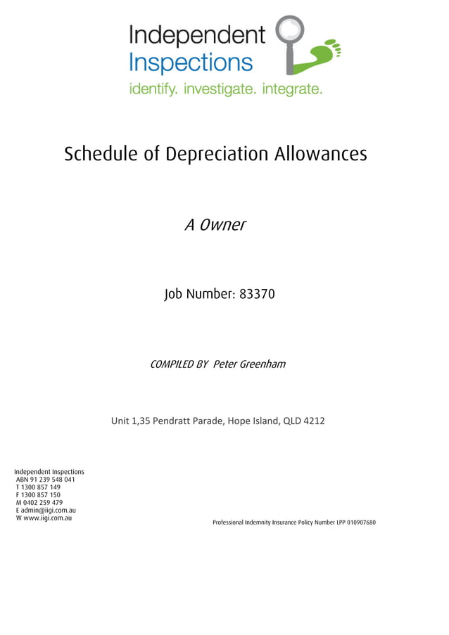 Depreciation sample report | PDF